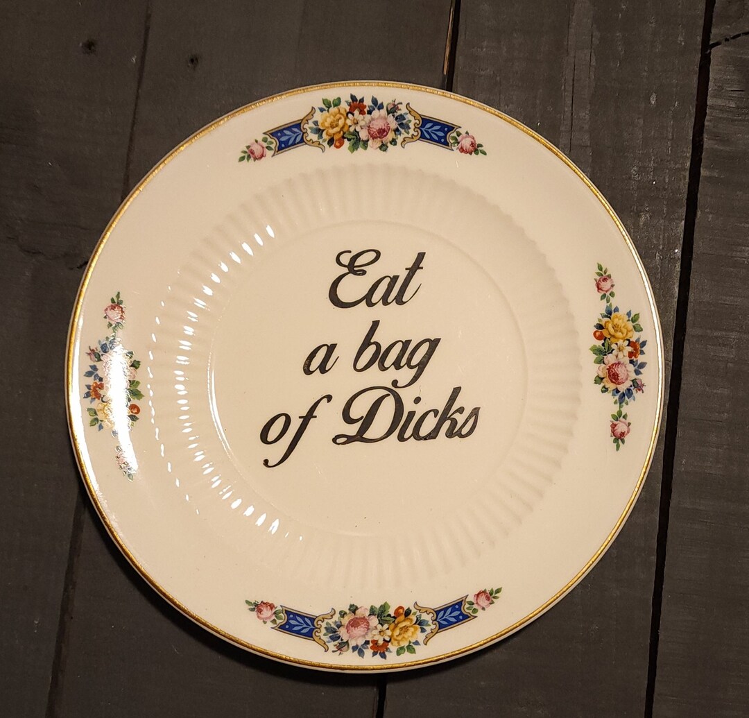 Upcycled Vintage Swear Plate-eat of Bag of Dicks - Etsy