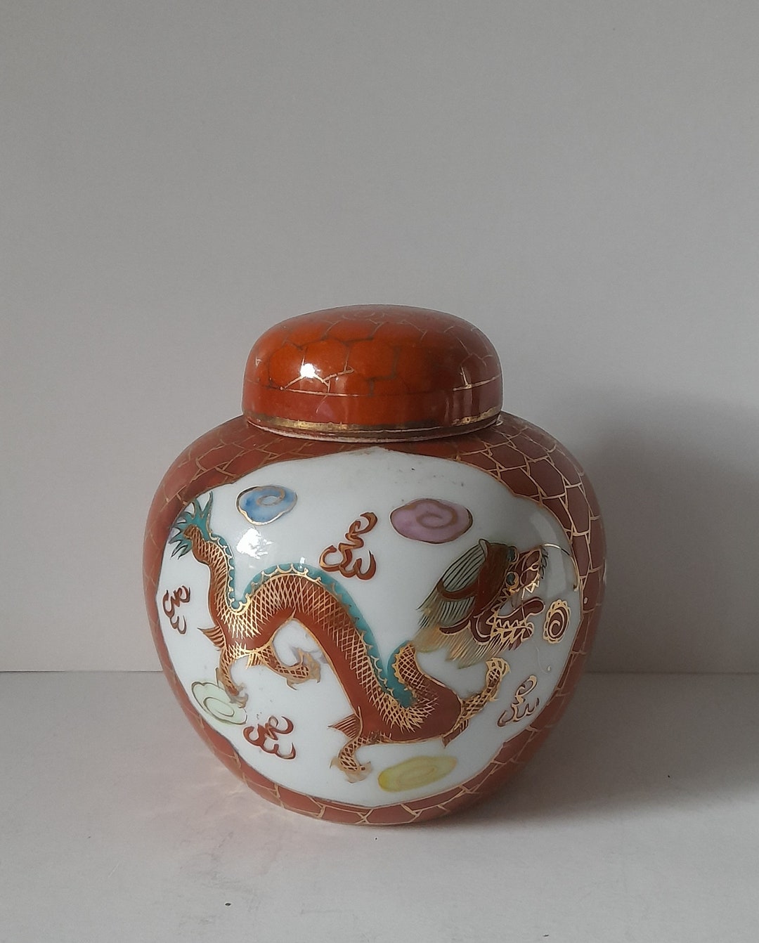 Vintage Chinese Phoenix & Dragon Porcelain Lidded Ginger Jar - Etsy