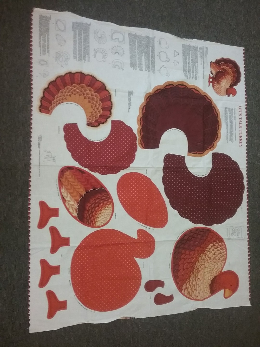 Vintage 1980's Cut and Sew Turkey Panel - Etsy