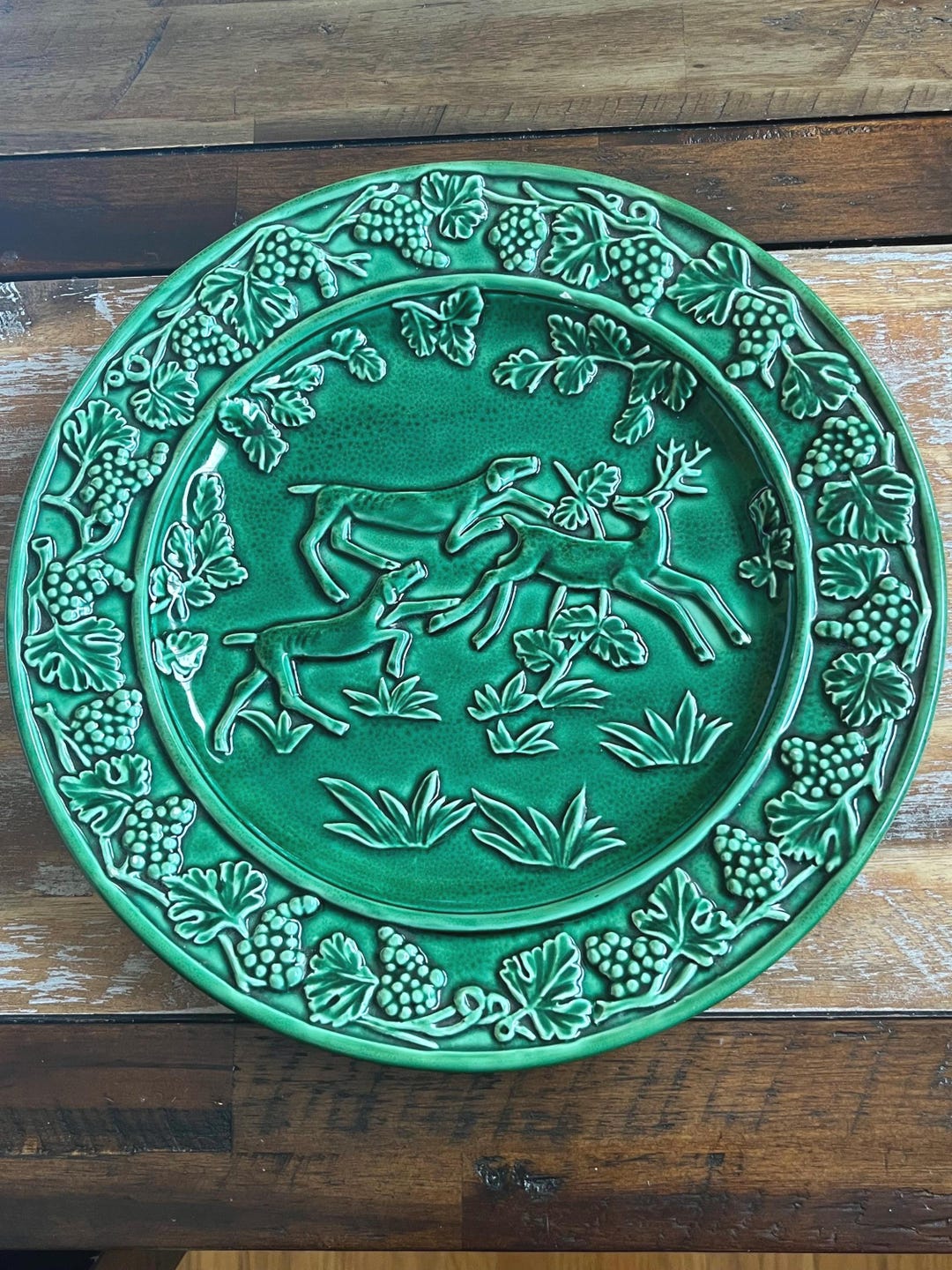 Green Majolica Decorative Plate - Etsy