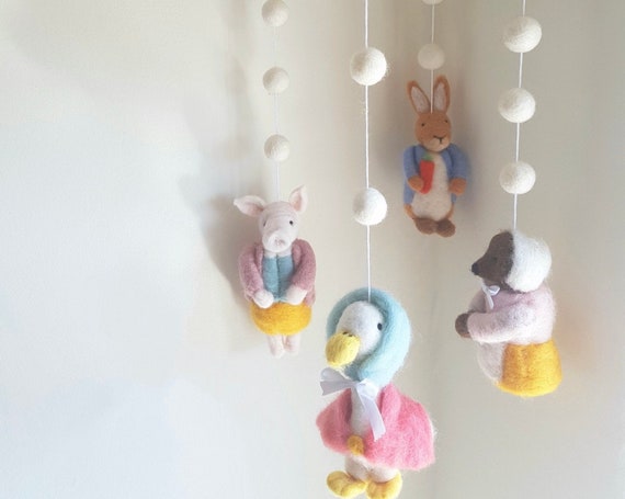 Beatrix Potter Cot Mobile Peter Rabbit Mobile Needle Felted | Etsy