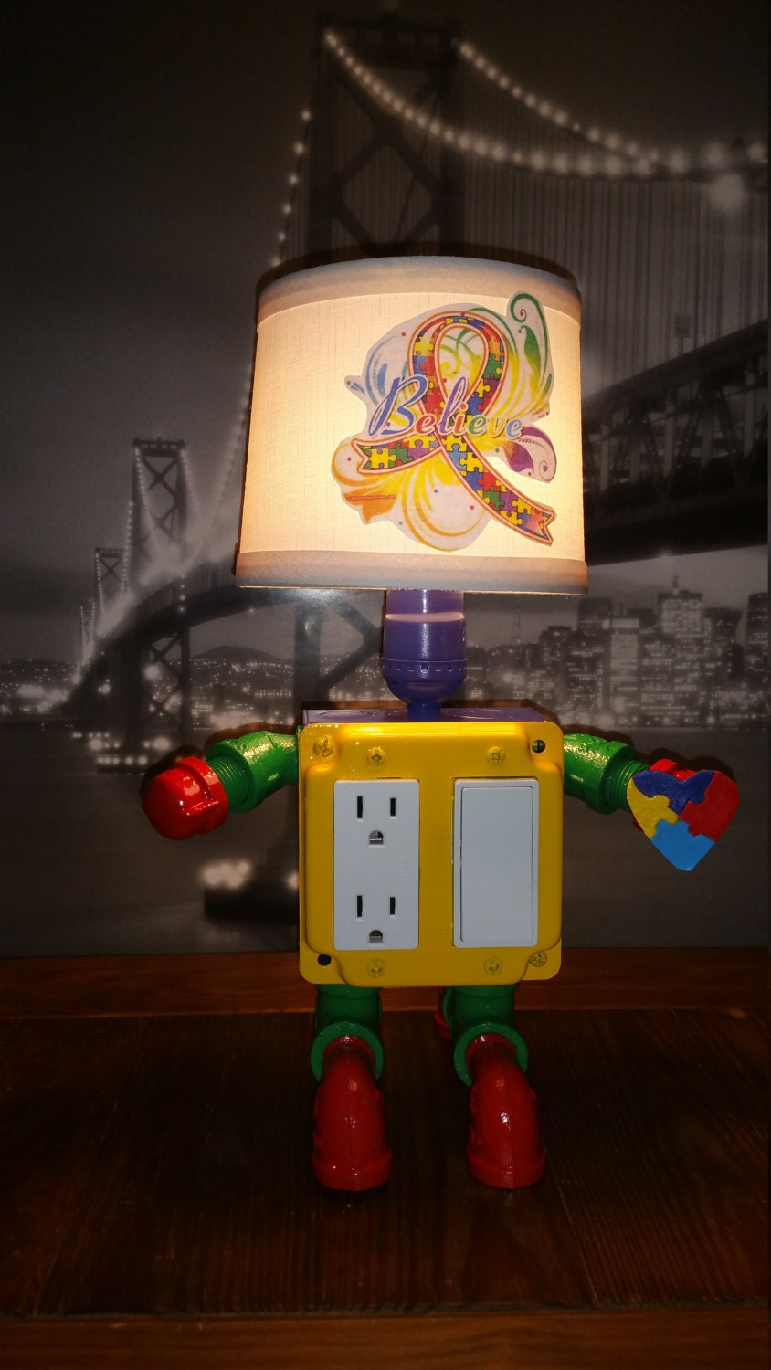 Autism Awareness Table Lamp, Autism Lamp, Autism Gift Ideas, Autism ...
