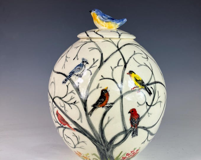 Tree of Life With Birds Ceramic Memorial Urn or Keepsake Jar - Etsy