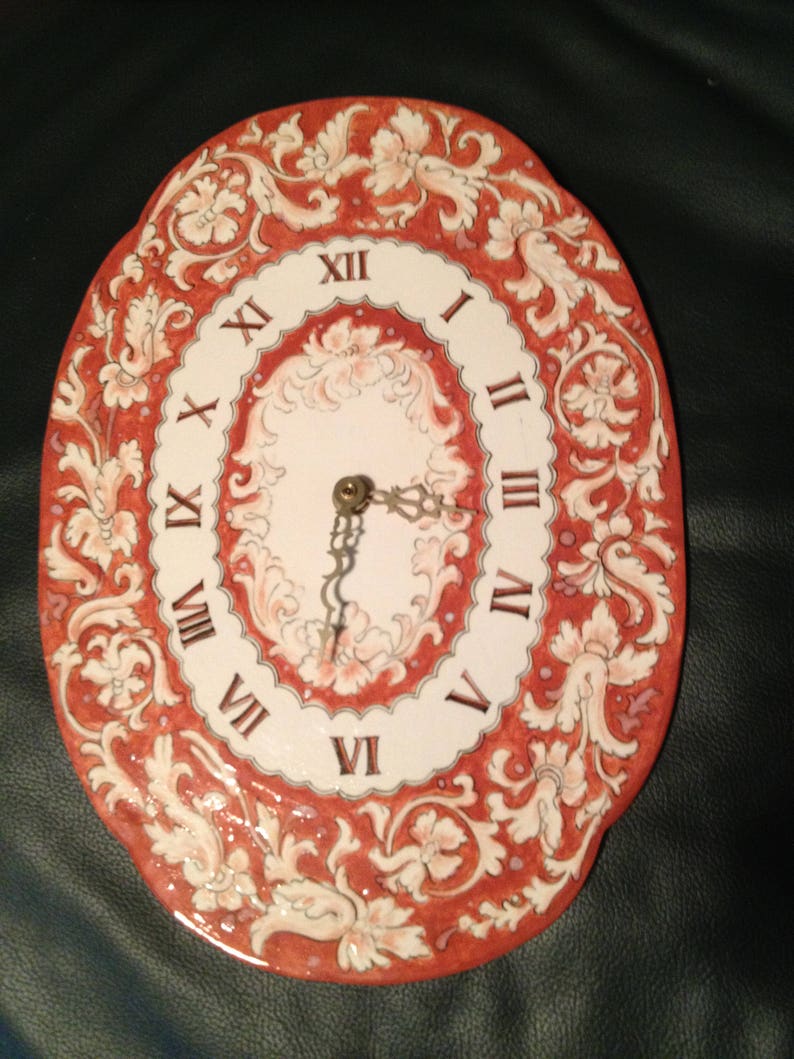 Ceramic Clock Italian Floral Design Hand Painted Gift for - Etsy