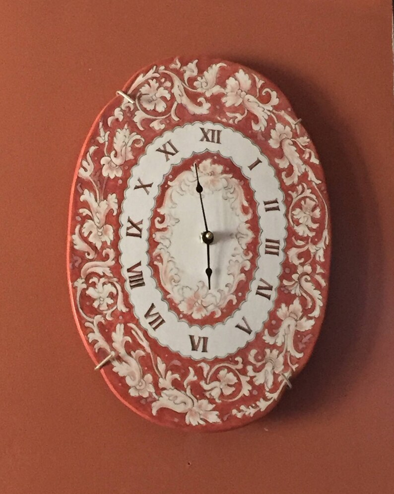 Ceramic Clock Italian Floral Design Hand Painted Gift for - Etsy