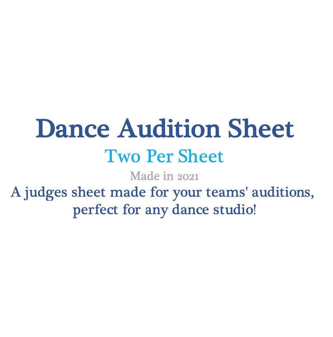 Printable Audition Sheet - Etsy