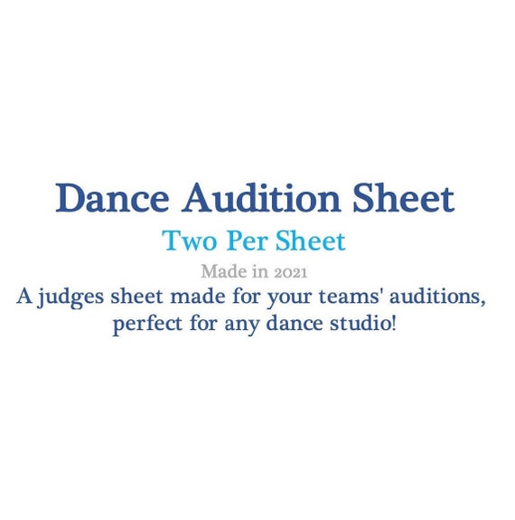 Printable Audition Sheet | Etsy