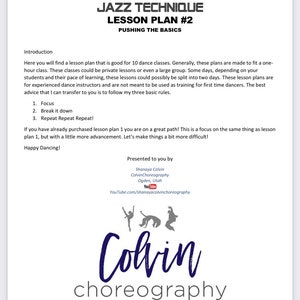 Jazz Technique Lesson Plan #2 Pushing the Basics - Etsy