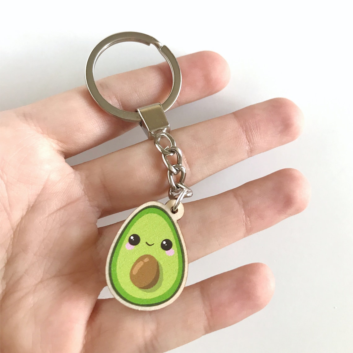 Avocado Keyring Wooden Keyring Avocado Keychain Vegan Gift - Etsy