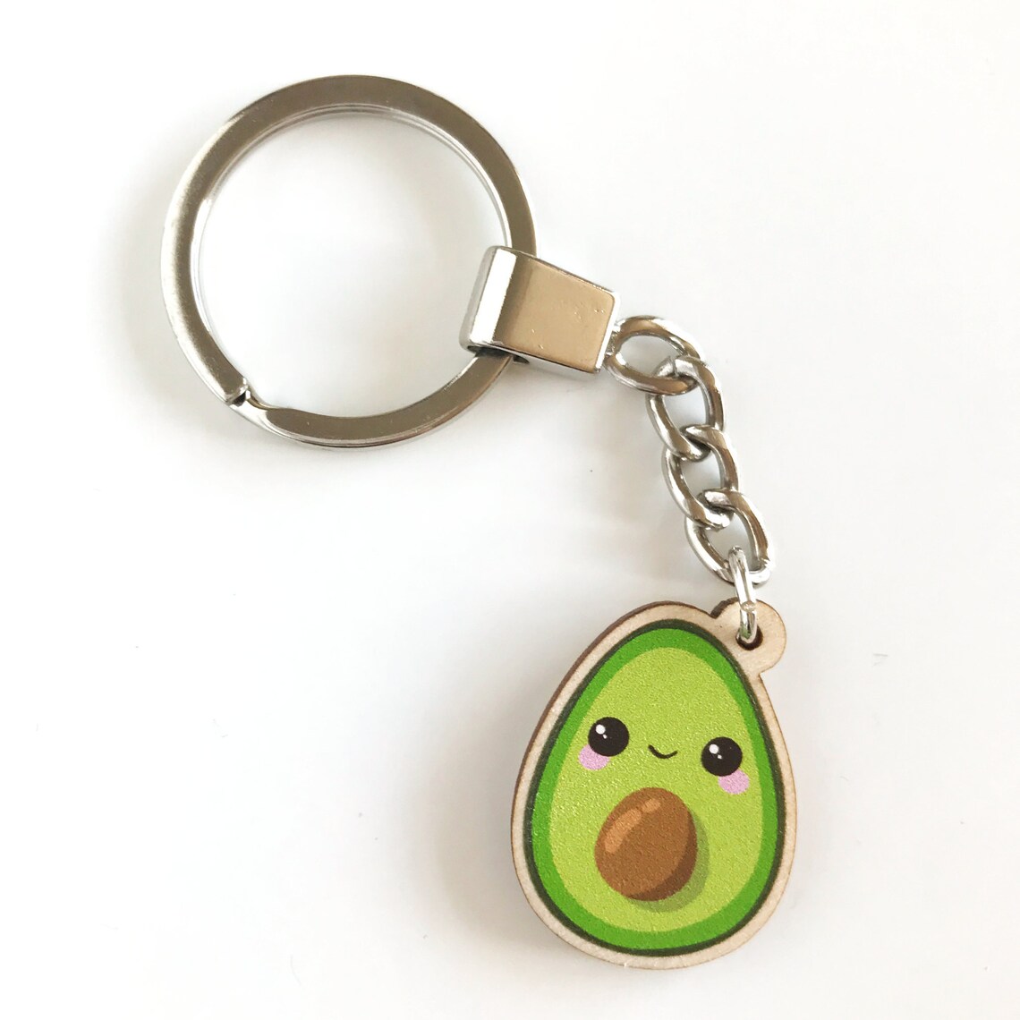 Avocado Keyring Wooden Keyring Avocado Keychain Vegan Gift - Etsy