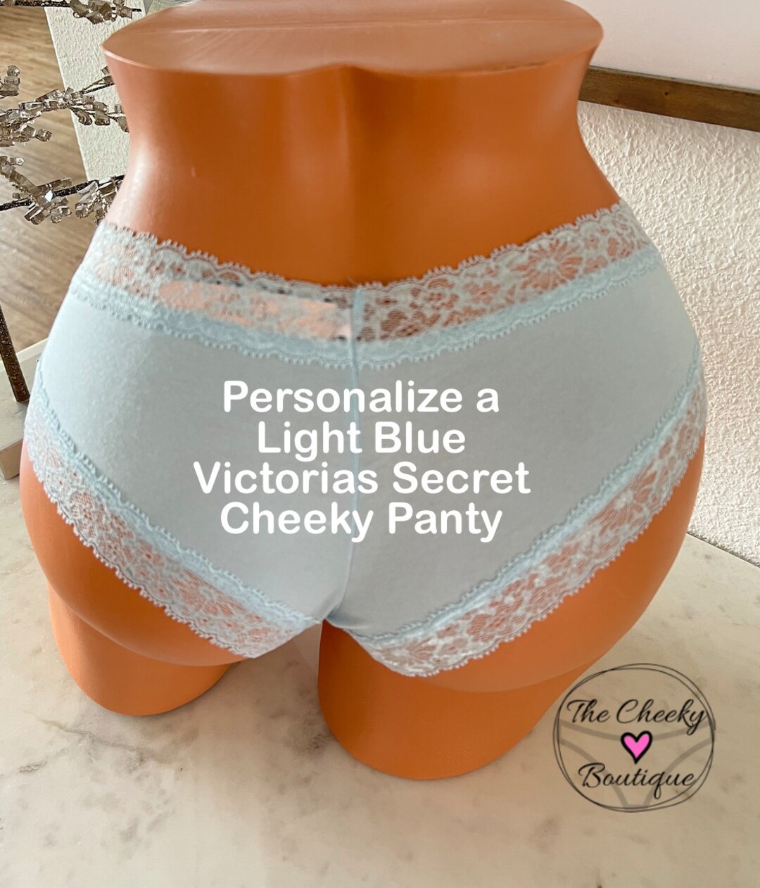Personalize A Victorias Secret Blue Floral Lace Waist Cheeky Panty Fast