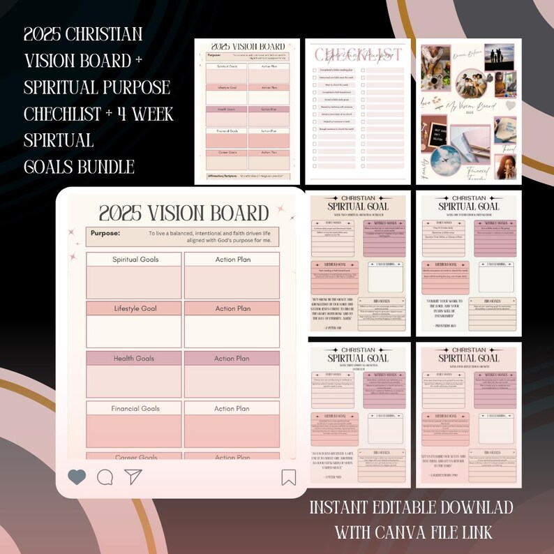 Christian Women Vision Board | Spiritual Purpose Checklist | Goals ...