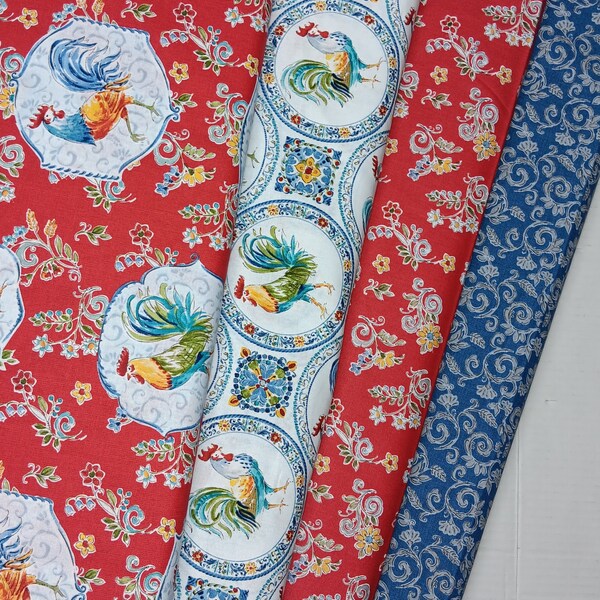 Rooster Fabric - Etsy