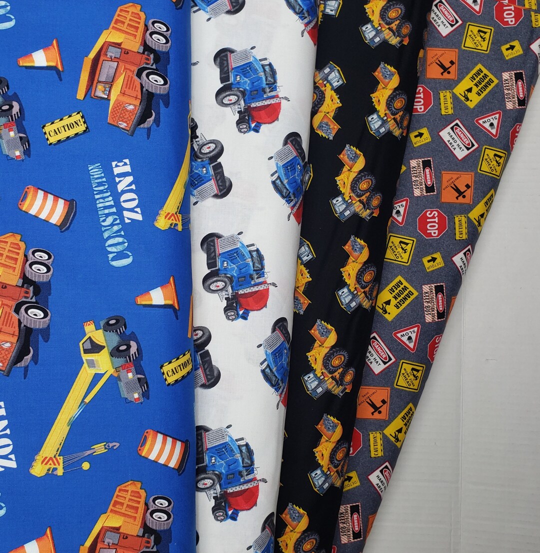 Construction Vehicles Cotton Fabric - Etsy