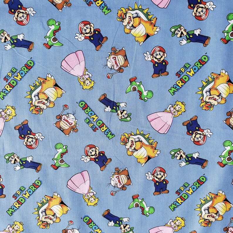 Super Mario Cotton Fabric - Etsy