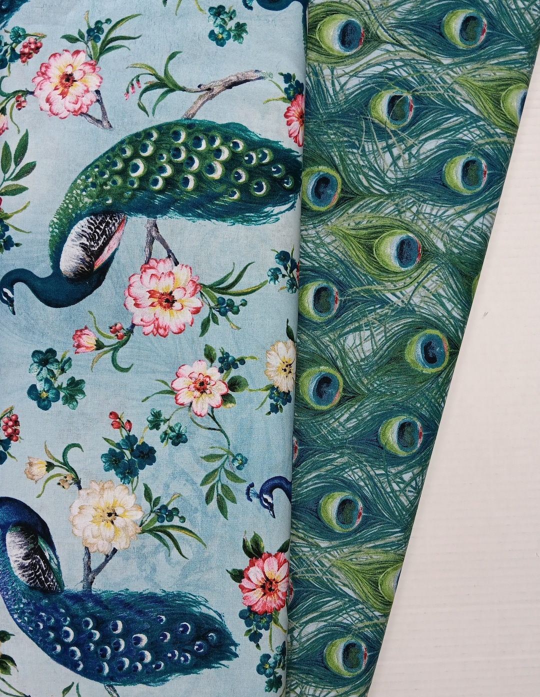 Peacock Cotton Fabric - Etsy