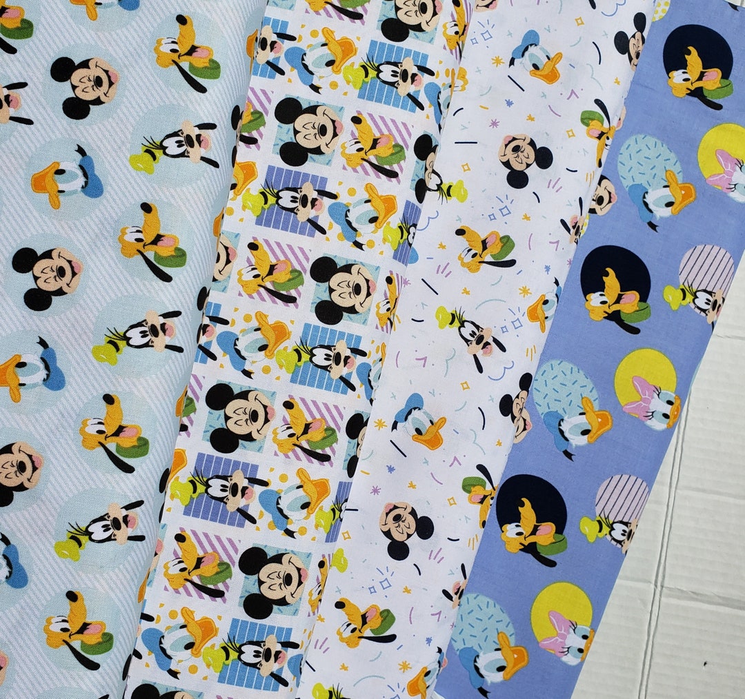 Disney Mickey Mouse Cotton Fabric by the Yard - Etsy