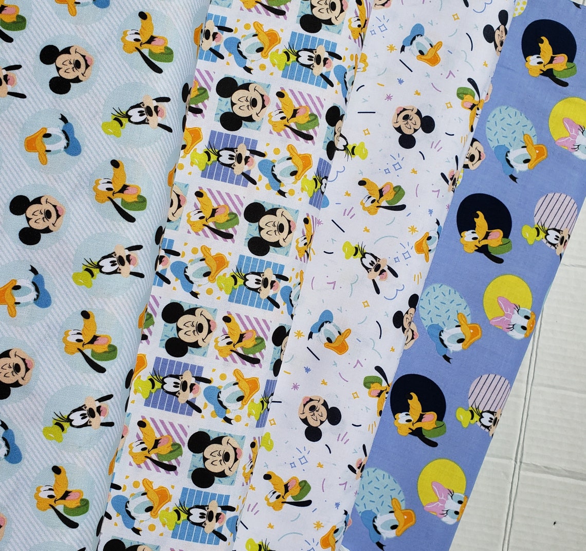 Disney Mickey Mouse Cotton Fabric by the Yard - Etsy
