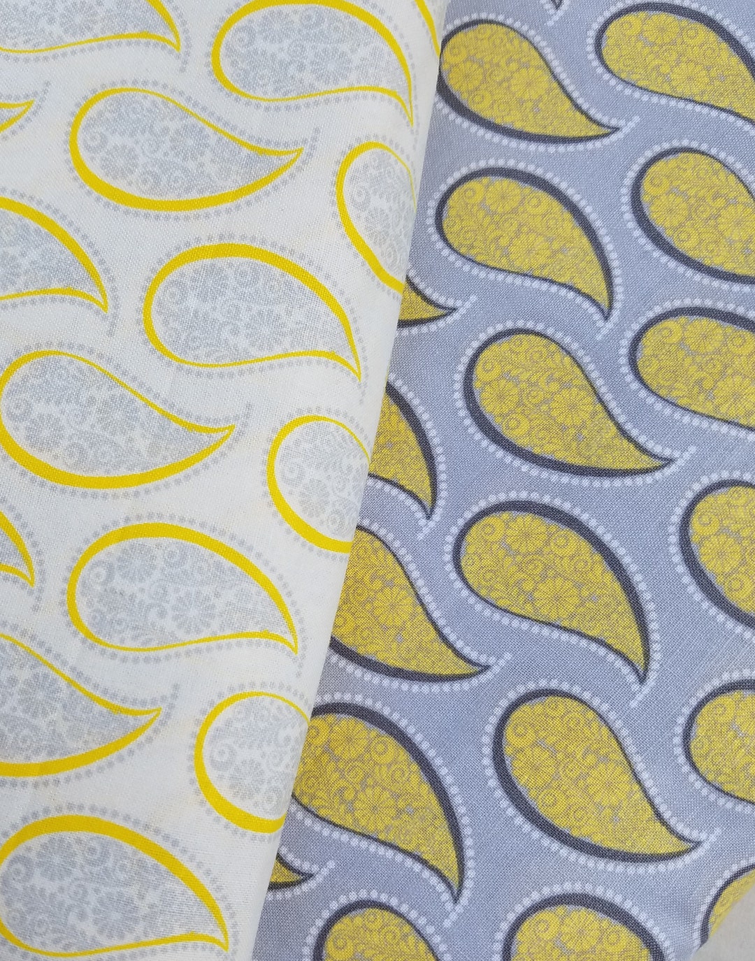 Paisley Fabric, Yellow Paisley Fabric, Gray Paisley Fabric - Etsy