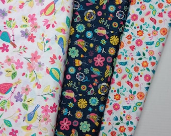 Spring Birds Fabric Spring Birds and Florals by Yuanxudesign Blue ...
