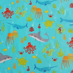 Sea Life Fabric, Underwater Life Fabric, Marine Life Fabric, Big Splash ...
