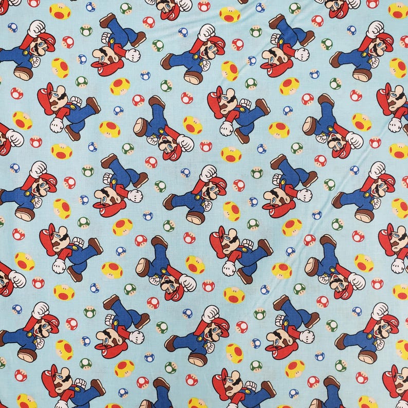 Super Mario Cotton Fabric - Etsy