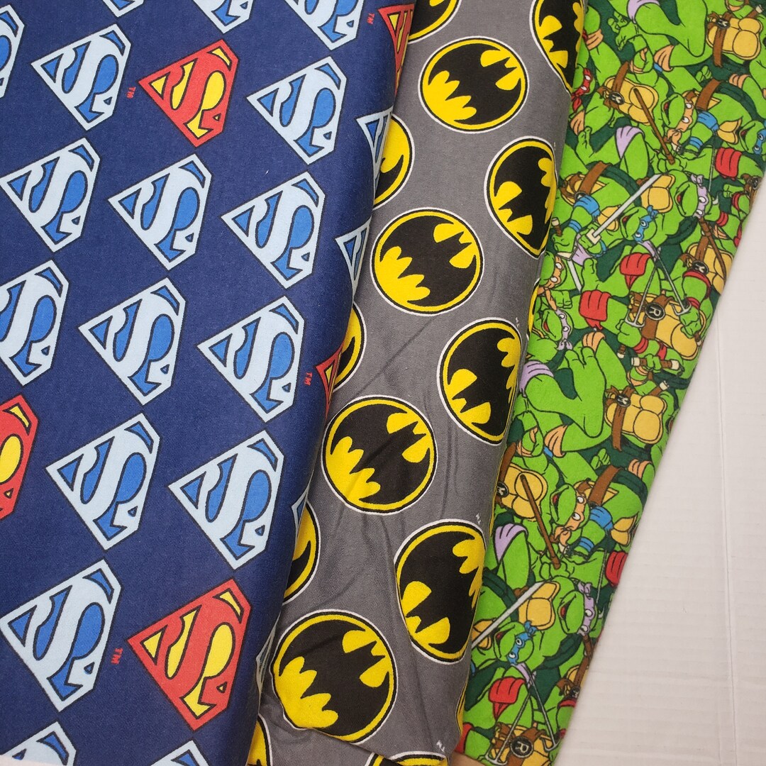 Batman, Superman or Ninja Turtles Flannel Fabric - Etsy