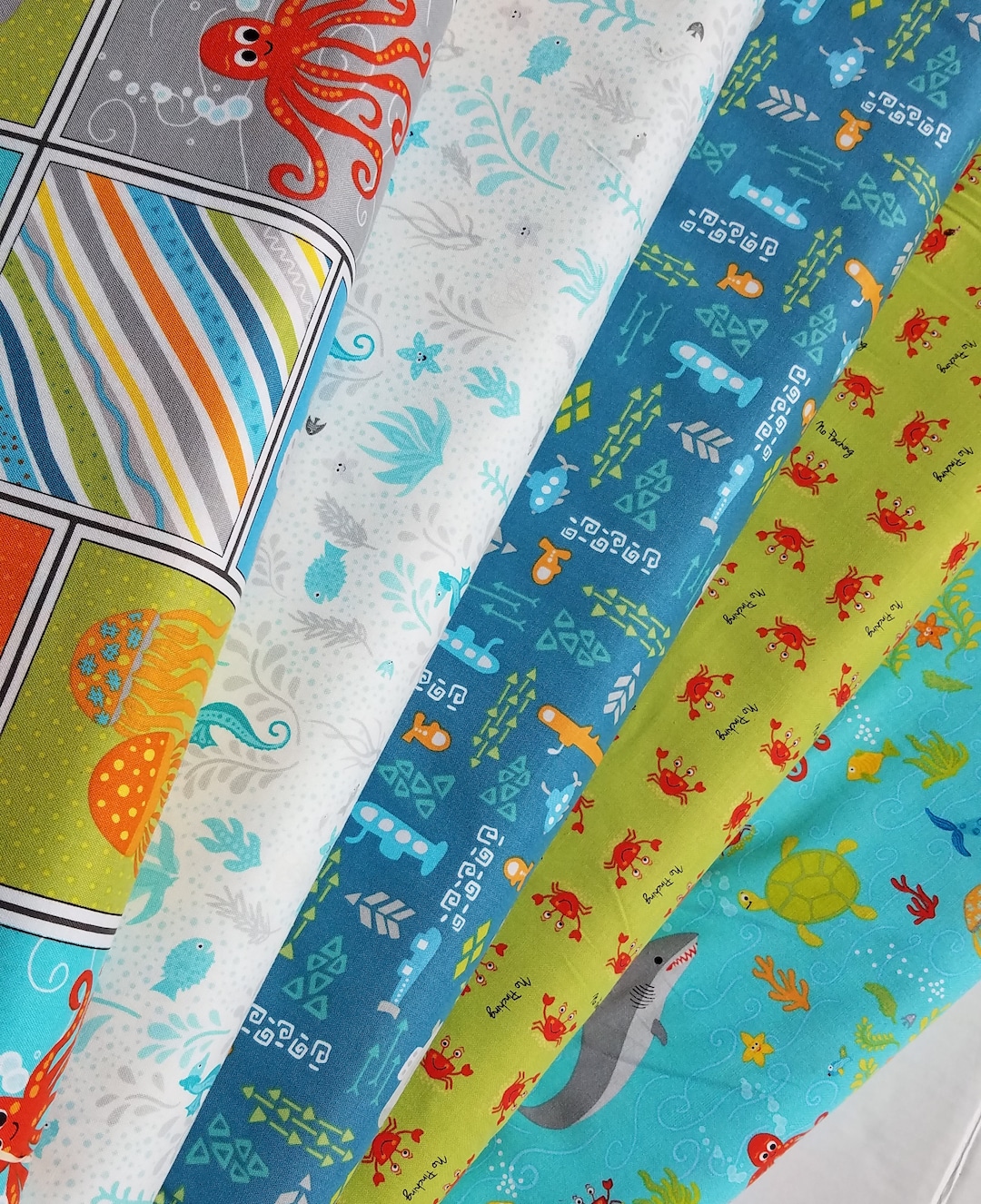 Sea Life Fabric, Underwater Life Fabric, Marine Life Fabric, Big Splash ...