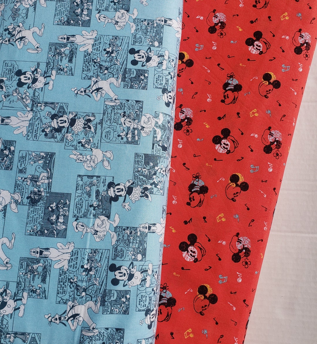Disney Fabric, Mickey and Minnie Mouse Cotton Fabric - Etsy