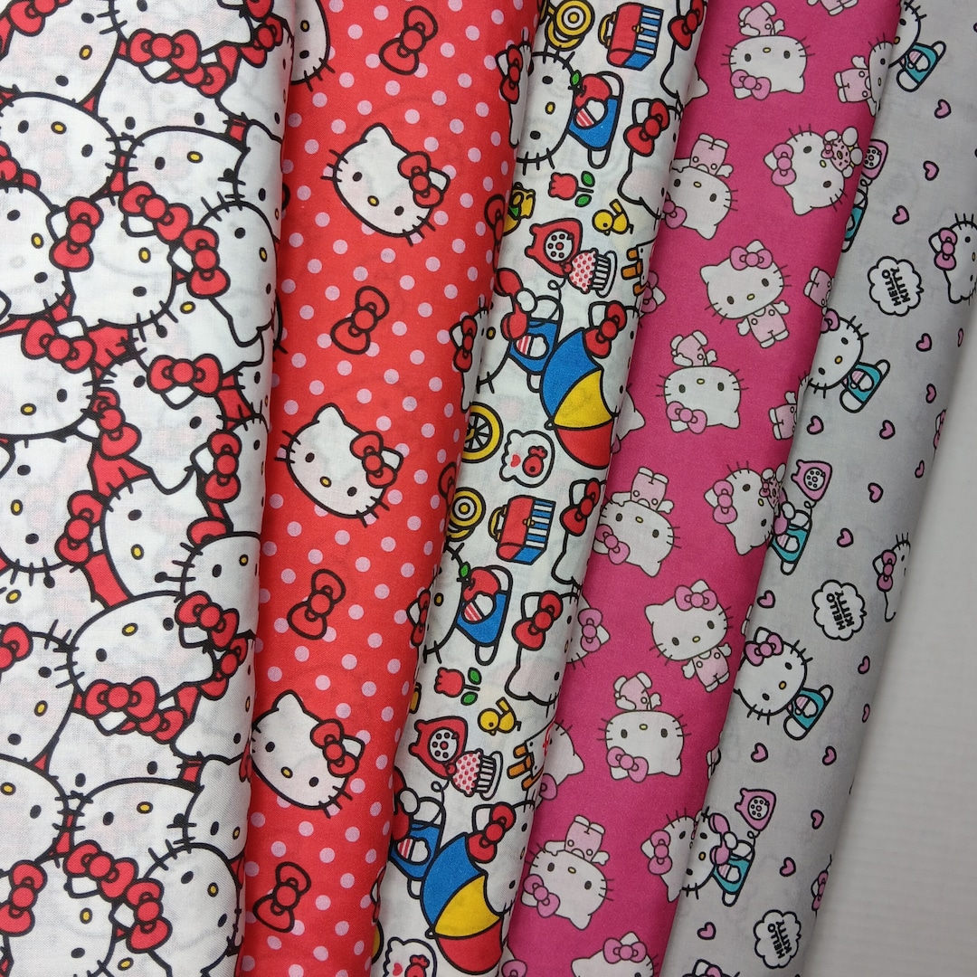 Hello Kitty Cotton Fabric - Etsy