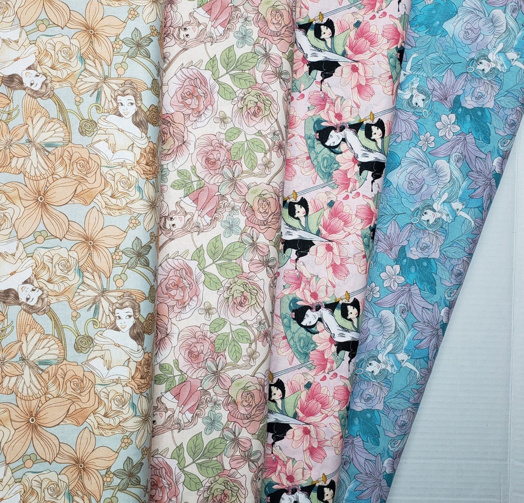 Disney Princess Floral Cotton Fabric by the Yard - Etsy