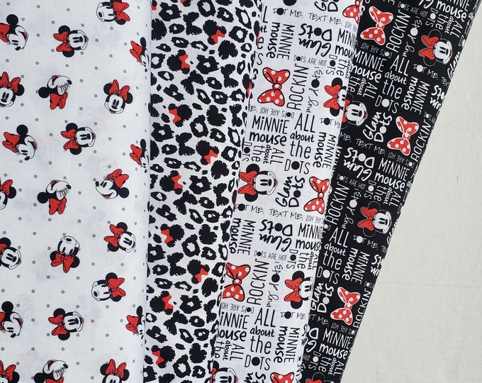 Disney Minnie Mouse Tossed Heads by the Yard, 100% Cotton Fabric, Quilt ...