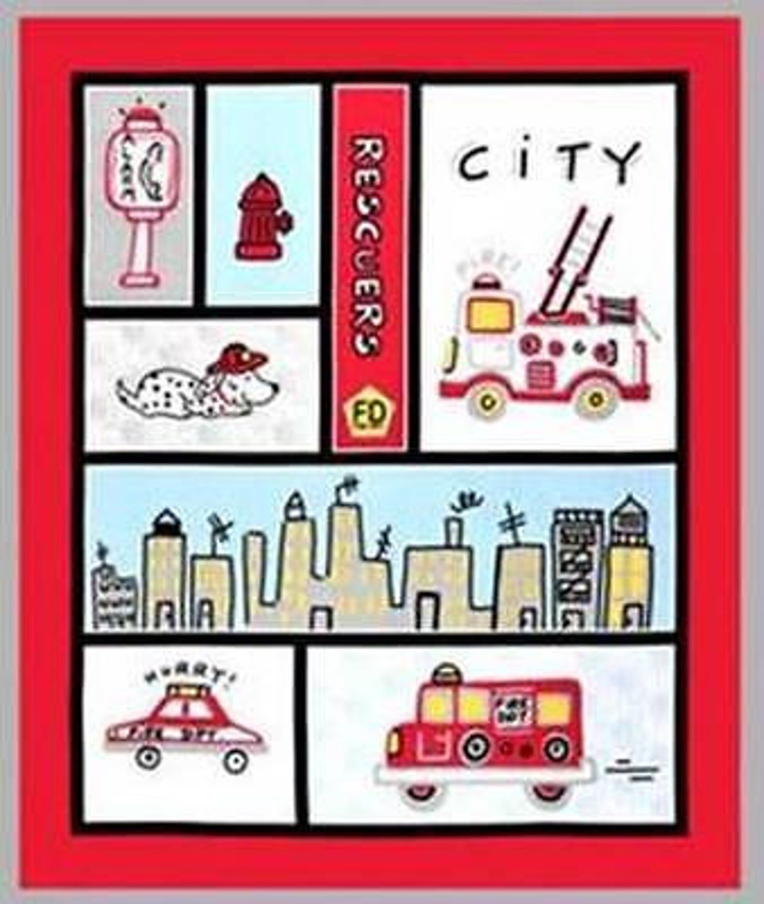 Fireman Fabric, Firemen Fabric, Firefighter Cotton Fabric Panel - Etsy