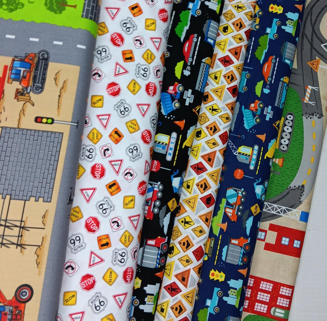 Construction Vehicles Cotton Fabric - Etsy
