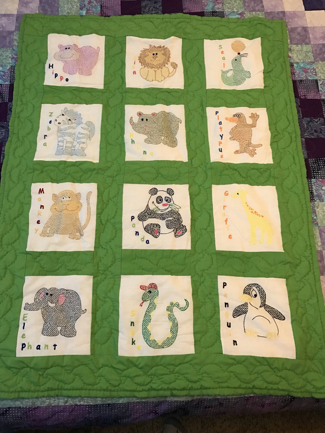 Zoo Animals Hand Stitched Baby Quilt - Etsy