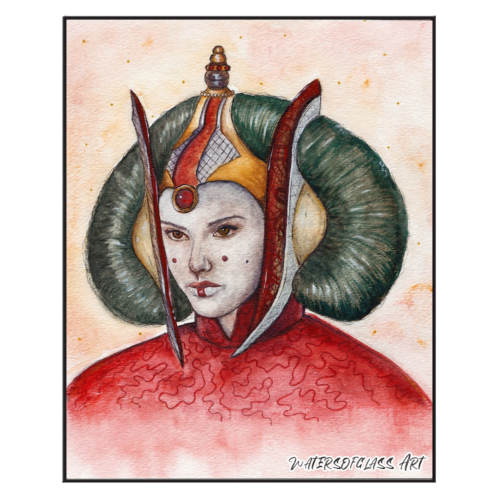 Queen Amidala Star Wars Painting Watercolor Art Print 8x10 - Etsy
