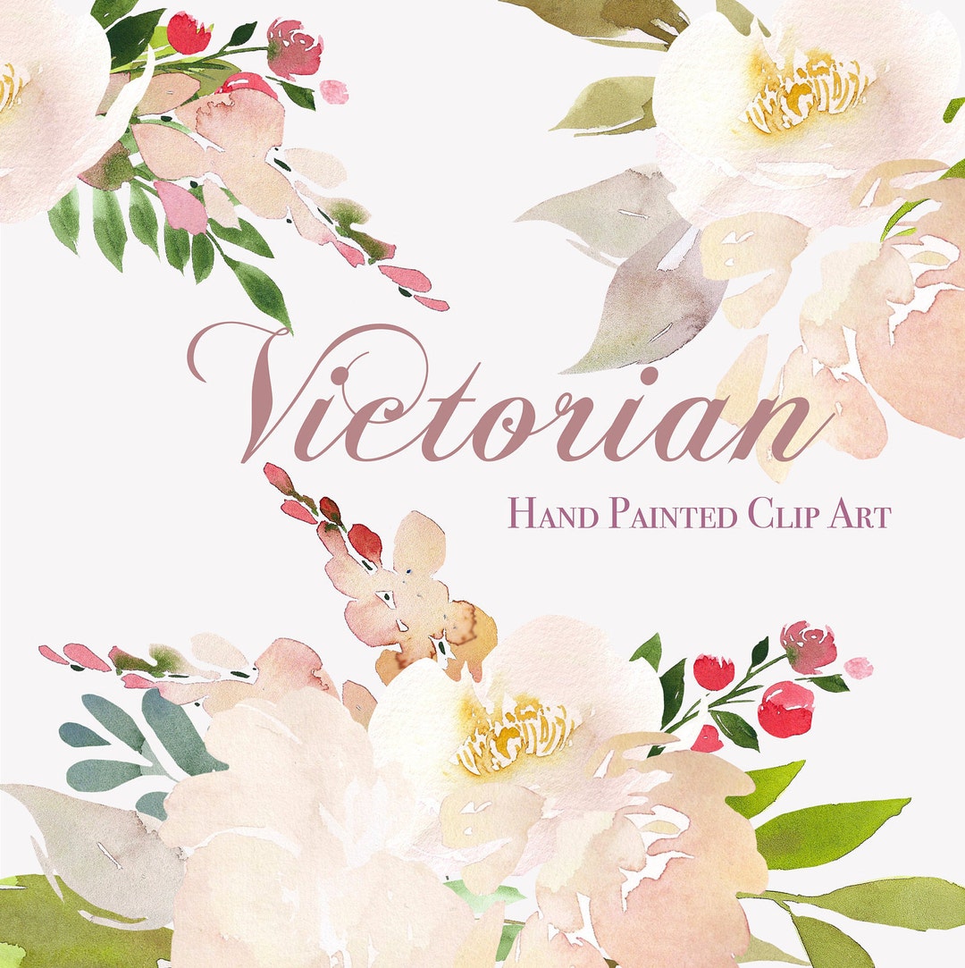 Hand Painted Watercolour Floral Clipart - Victorian - Etsy