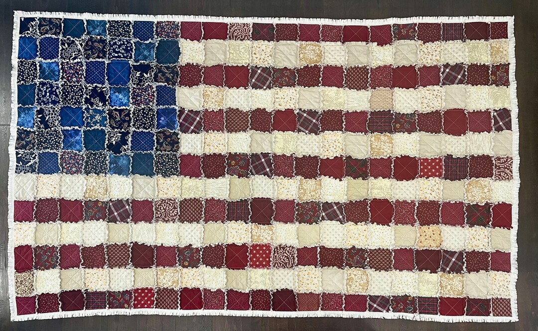 Handmade American Flag Rag Quilt - Etsy