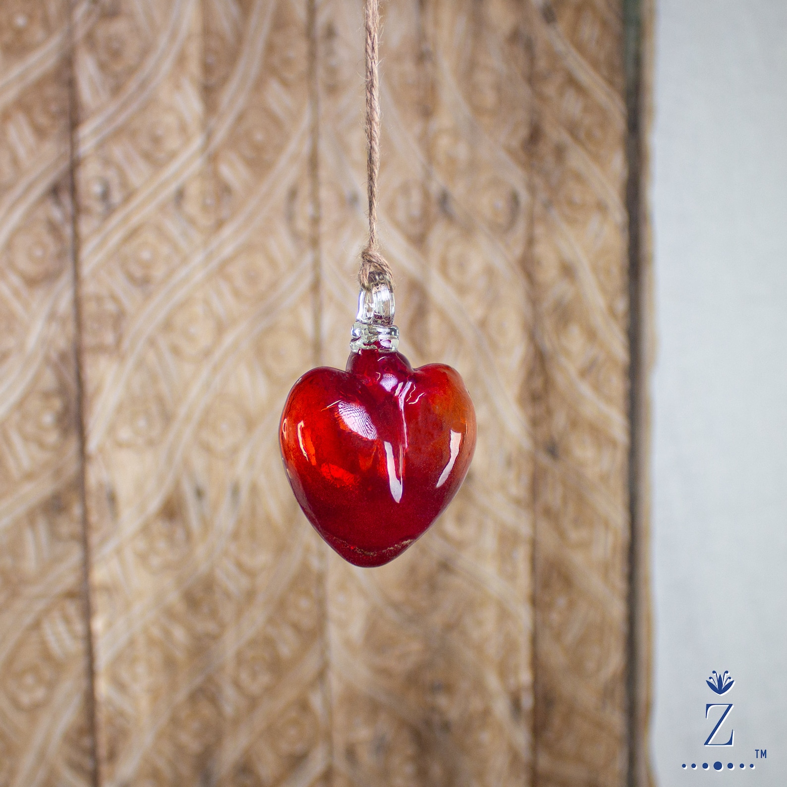 Ornamental Glass Heart Red. Hanging Glass Heart Small - Etsy