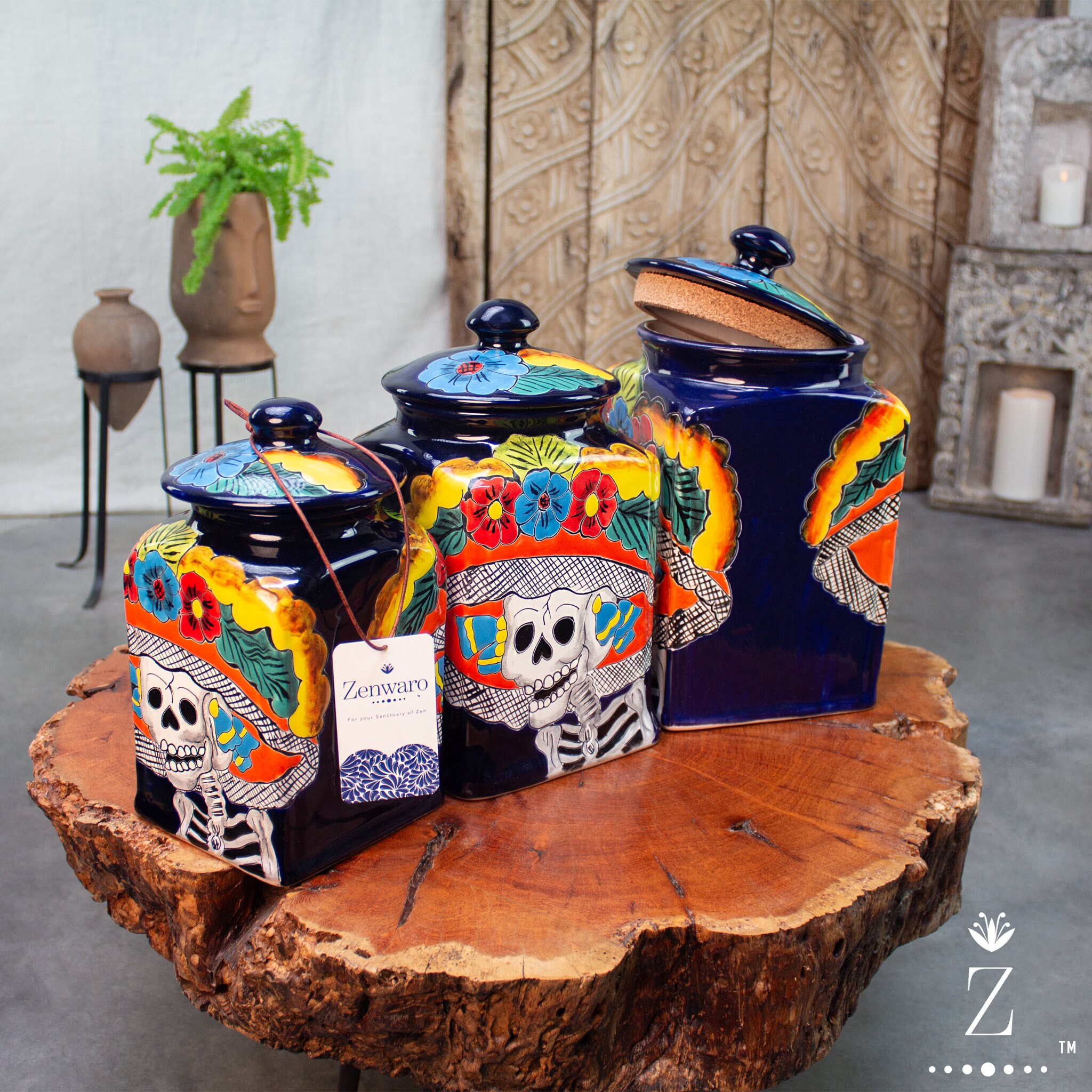 Kitchen Canisters | Vintage Catrina, Hand Painted Ceramic Canisters. - Etsy
