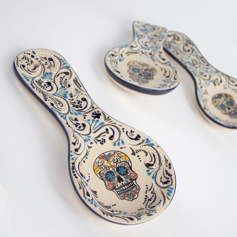 Stoneware Spoon Rest, Sugar Skull Edition | Cookware - Etsy