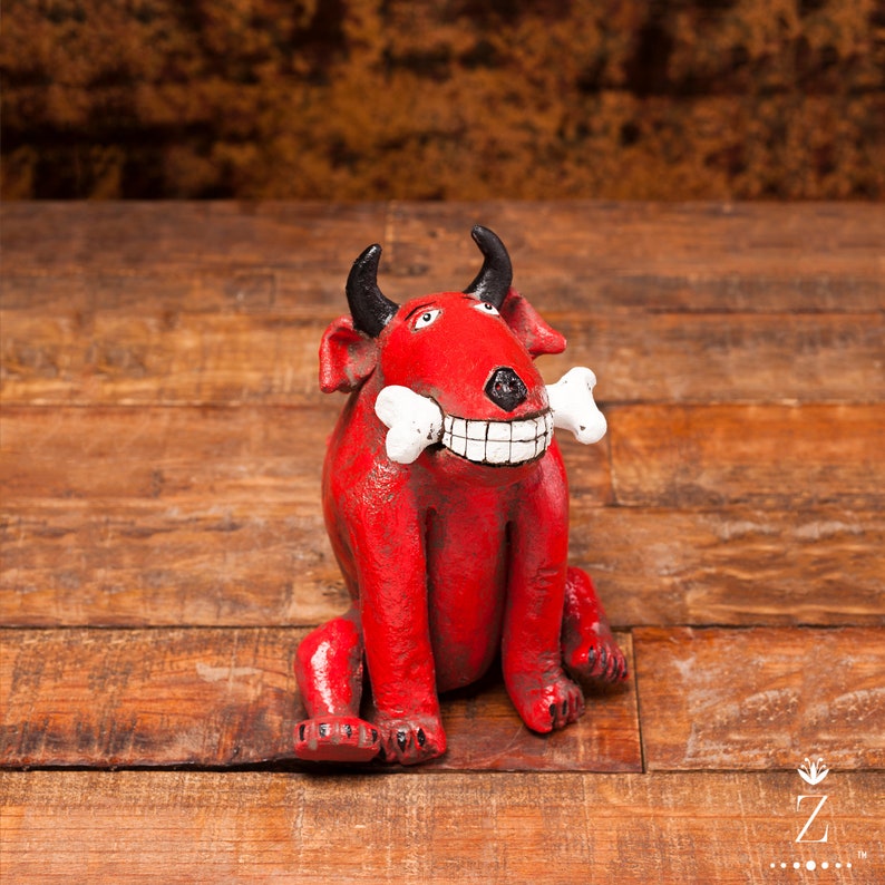 Red Devil Dog Sculpture - Etsy