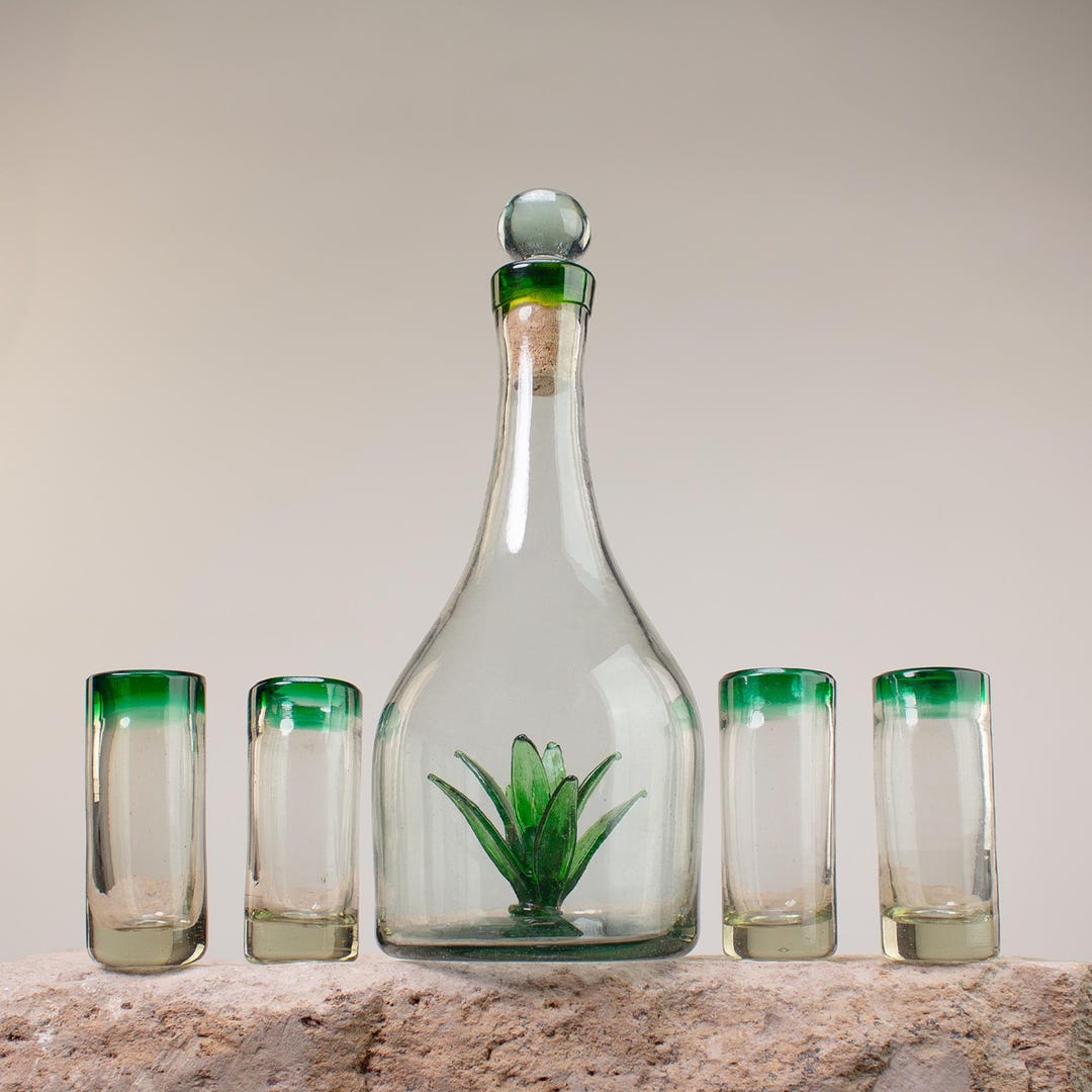 Agave Decanter and Shot Glass Set - Etsy