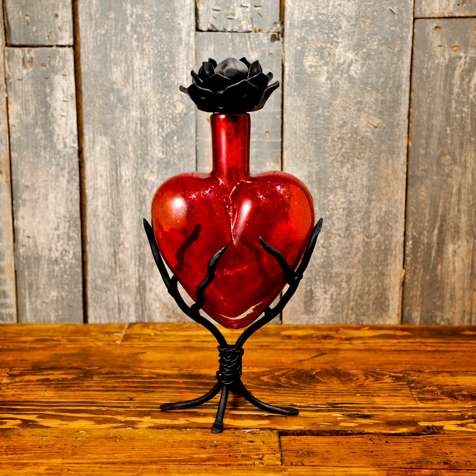 Glass Heart Decanters Red Glass Heart Bottles - Etsy
