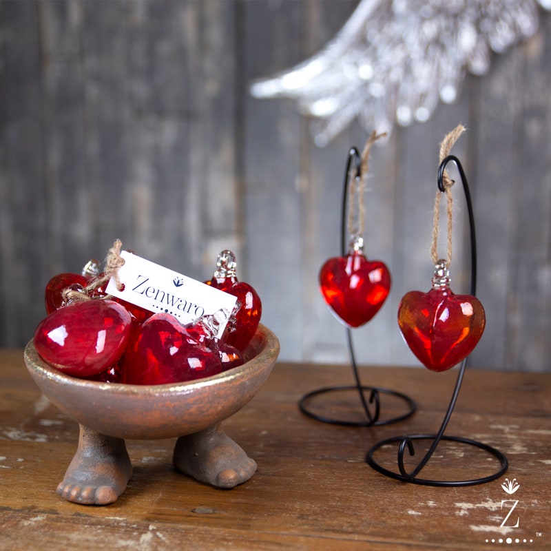 Glass Heart on Stand - Etsy
