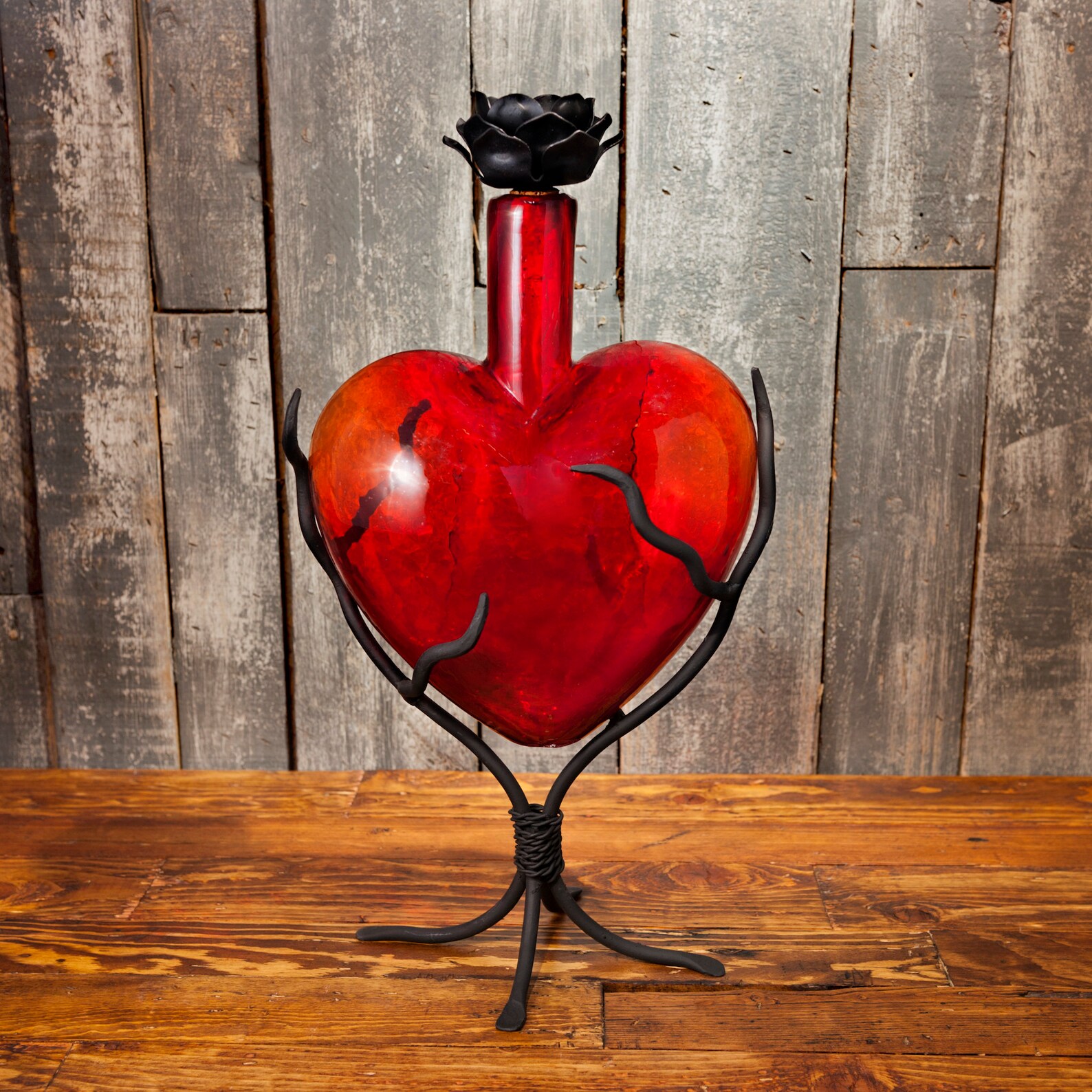 Glass Heart Decanters Red Glass Heart Bottles - Etsy