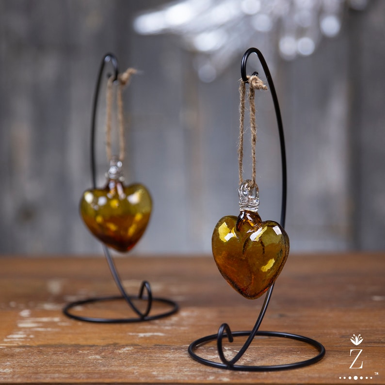 Ornamental Glass Heart With Stand. Standard Glass Colors - Etsy