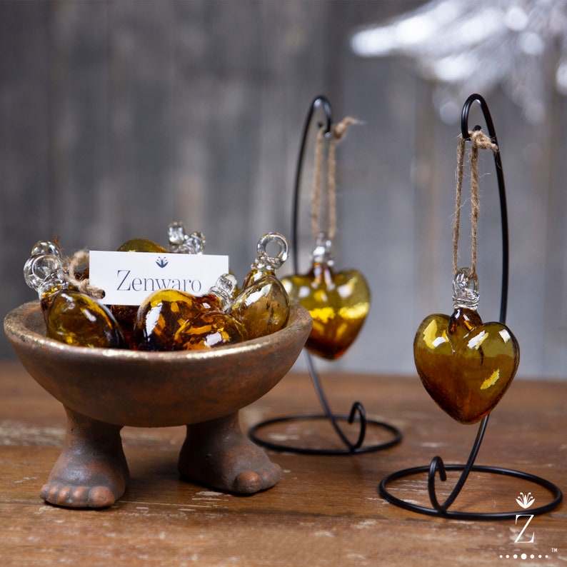 Ornamental Glass Heart With Stand. Standard Glass Colors - Etsy