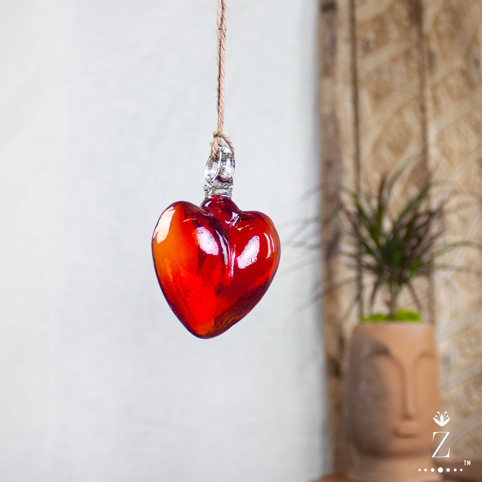 Ornamental Glass Heart Red. Hanging Glass Heart Small - Etsy