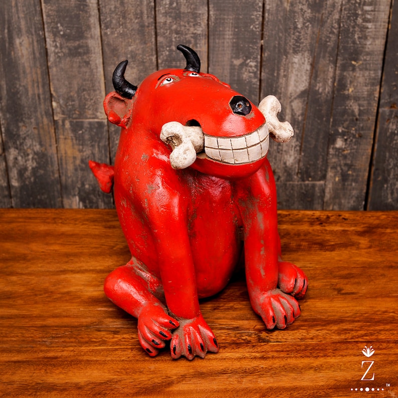 Red Devil Dog Sculpture - Etsy